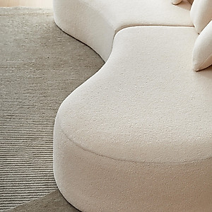 BAMOOLI 119'' Curved Sofa Couch, Mid Century Modern Half Moon Living Room Sofa, Luxury 4-Seat Sofa Couch with High-Density Foam Filled, Sherpa Lamb Fabric Sectional Sofa for Apartment, Office, Beige