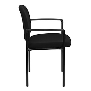 Flash Furniture Tiffany Side Reception Chair with Armrests, Stackable Fabric Waiting Room Chair for Commercial or Residential Use, Black