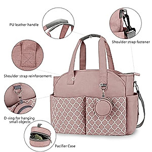 Lmbabter Diaper Bag Tote with Changing Station Upgrade Multi-Function Baby Bag with Adjustable Shoulder Strap (Pink)
