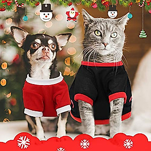 BWOGUE 2 Pack Dog Christmas Shirts Pet Santa & Elf Costume Printed Puppy Shirts Pet Shirts Festive Christmas Themed Soft Dog Clothing for Cats Small Dogs Pupp,XS