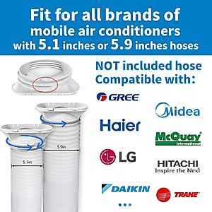 Portable Air Conditioner Window Kit for 15cm/5.9Inch or 13cm/5.1Inch Exhaust Hose with Apartments Coupler Adjustable Window Seal Not Include Exhaust Hose for AC Unit, AC Window Vent Kit