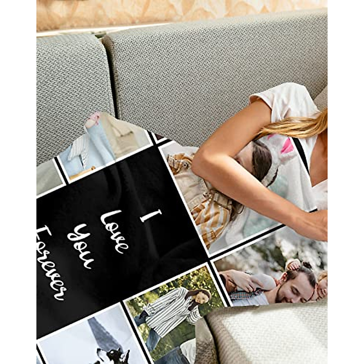 Custom Blanket with Picture, Personalized Blanket Using My Own Photos Text Collage Blanket, Super Soft Flannel Customized Throw Blanket, Family, Friends, Besties, BBF, Birthday