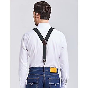 Men's Suspenders with Swivel Hooks and Elastic Straps Y-back, for Heavy Duty, Big and Tall (Black)