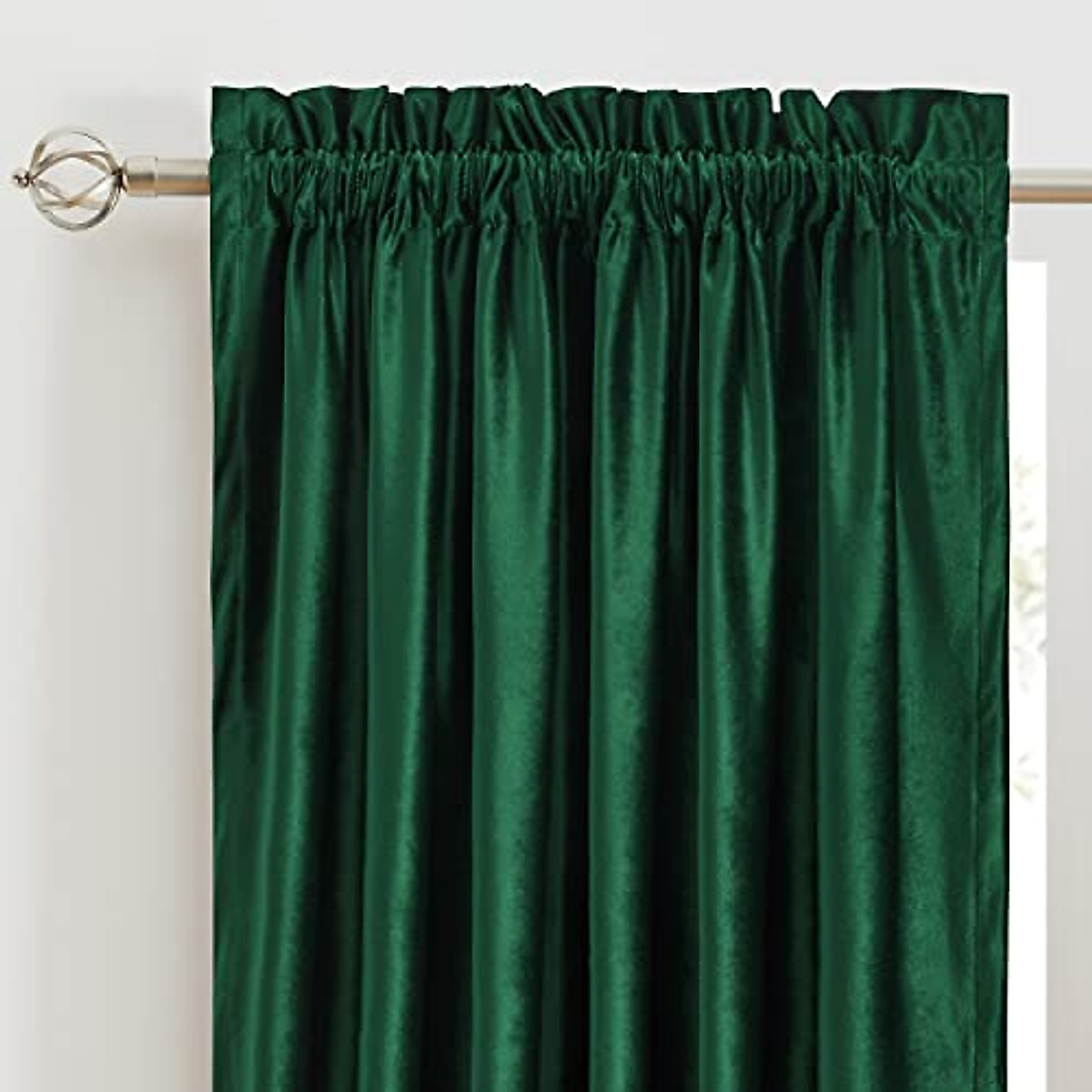 PRIMROSE Emerald Green Curtains 84 inch for Living Room Velvet Blackout Rod Pocket Window Drapes Treatment Room Darkening Decor Curtains for Bedroom Set of 2 Panels