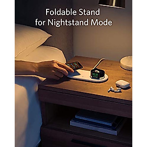 Anker Wireless Charging Station, 2 in 1 PowerWave+ Pad with Holder for Apple Watch 5/4/3/2, Wireless Charger for iPhone 13, 12, 12 Pro Max, 11, AirPods (Watch Charging Cable & AC Adapter Not Included)