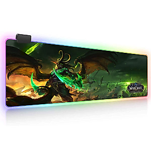 Illidan RGB Soft Gaming Mouse Pad Large Oversized Glowing Led Extended Mousepad Non-Slip Rubber Base Computer Keyboard Pad Mat 31.5X 11.8in