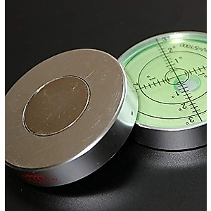 Magnetic Metal Large Spirit Bubble Level 60mm Diameter, 2 23/64, Degrees, Circular, Surface Level - Metal Housing, Bulls Eye Bullseye Vial Round, Green/Silver
