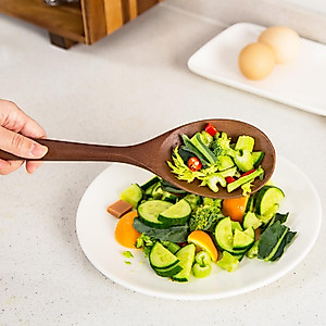 MornHalo 5PCS Black Walnut Wooden Spoons For Cooking 12-inch Smooth Finish Corner Spoon And Cooking Spoons-Comfortable Grip Wood Spoons for Cooking - Non-Stick Wooden Cooking Utensils