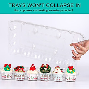 3unshine 24 Count Cupcake Containers, Set of 12 Plastic Cupcake Boxes Bulk, 24 Compartment Cupcake Holder with Detachable Lid,Disposable Muffin Carrier