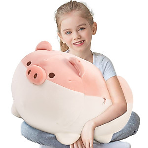 ARELUX 16in Stuffed Animal Pig Plush Pillow,Soft Piggy Anime Plushies Japanese Cuddle Pet Throw Pillow,Kawaii Plush Toy Gifts for Boys Girls Kids Birthday