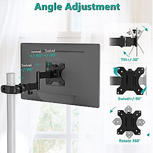 WALI Single Monitor Arm Mount, Fully Adjustable 2 Tier with 75mm and 100mm Universal Plate (011ARM), Black