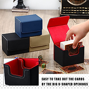 Vicenpal 10 Pieces Leather Deck Game Card Box Magnetic Card Game Box Case for 100 Plus Playing Cards, Card Storage Box Compatible with MTG Commander Decks