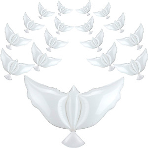 16 Pieces 41.3 Inch Peace Dove Balloons White Memorial Balloons Pigeon Bird Balloons Ceremonies Party Decorations for Wedding Funeral Birthday Engagement Party
