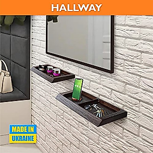 Wood Floating Shelves Set of 2-Rustic Shelf 12 inch Wide Wooden Wall Shelves for Living Room Bedroom Kitchen Bathroom Brown Color Deep -12"x6.5"