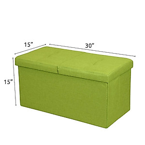 Otto & Ben Folding Box Chest with Smart Lift Top Upholstered Tufted Ottomans Bench Foot Rest for Bedroom and Living Room, 30", Lime Green