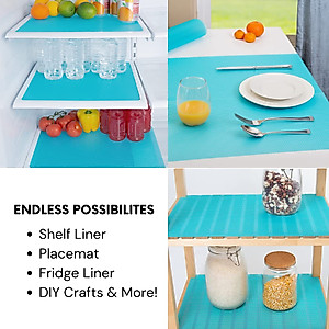 Con-Tact Brand Refrigerator Shelf and Bin Liner, Embossed Durable Washable Non-Adhesive Water and Oil Proof Reusable BPA Free Fridge Mat, 17.6" x 11.3", Teal, 3 Pack