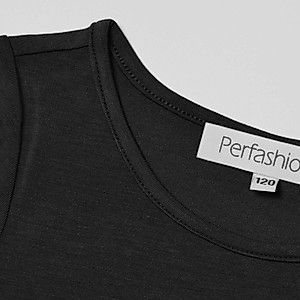 Perfashion Girls Black Maxi Dress with Pockets for Kids Pleated Casual Crew Neck Cotton Long Dresses