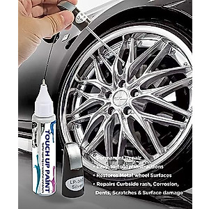 YAKEFLY Car Touch Up Paint Pen - Two-In-One Wheel Scratch Fix, Quick & Easy Rim Scratch Repair (Silver)