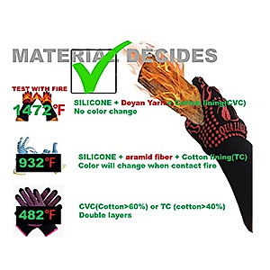 BBQ gloves, 1472°F, EN407 Certified. Extreme Heat Resistant, Long Sleeve, Anti-slip, Sweat Absorption, Comfier Easier and Safer for Grilling, barbecue, smoking, Cooking, Baking, pot holding.