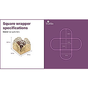 Truffilio Handmade Fabric Truffle Cups | Truffle Liners | Truffle Wrappers | Fominhas | candy cups for chocolate | Forminhas de Brigadeiro | candy liners - Pack of 30 (Fabric, Square Gold)