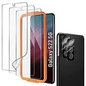 AACL [3+2 Pack] For Galaxy S22 Screen Protector & Camera Lens Protector for Samsung Galaxy S22 5G, 6.1 Inch, 7H Hybrid Film[Fingerprint Unlock][Anti-Scratch]