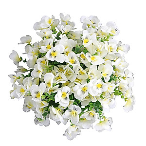 URSTOUD 6 Bundles Artificial Orchid Flowers, Fake Artificial Greenery UV Resistant No Fade Faux Plastic Flowers for Wedding Bridal Bouquet Indoor Outdoor Home Garden Kitchen Office Table Vase(White)