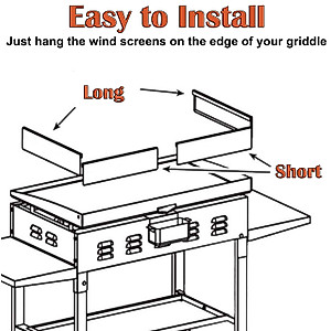 EasiBBQ 5022 Wind Guards for Blackstone 22" Griddle Grill, Griddle Accessories for Blackstone, Wind Screens for Blackstone 22 Inch Tabletop Griddle, Heat Shield, Black