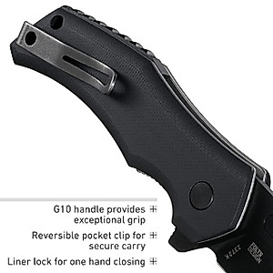CRKT Fawkes EDC Folding Pocket Knife: Assisted Open Everyday Carry, D2 Blade, Liner Lock, G10 Handle with Reversible Pocket Clip 2372K