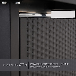 Grand Patio Outdoor Gas Fire Pit Table 30-Inch Square Propane Gas Fire Pit CSA Safety Approved 50000BTU with Steel Tabletop, Removable Lid, and Lava Rock for Garden, Backyard, and Deck Parties