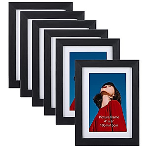 Lavezee 16 Inch Rustic Floating Shelves for Wall Set of 3 and 4x6 Black Picture Frames Set of 6