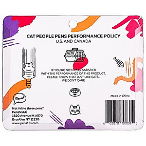 MilkToast Brands Funny Cat People Pens, A snarky gag gift for pet owners or coworkers, Black pens, CP101