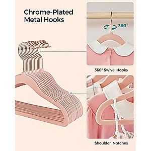 SONGMICS Kids Hangers Velvet 50 Pack, Children’s Hangers for Closet with Rose Gold Hooks, Premium Velvet Hangers for Nursery, Non-Slip Hangers, Light Pink UCRF027P01