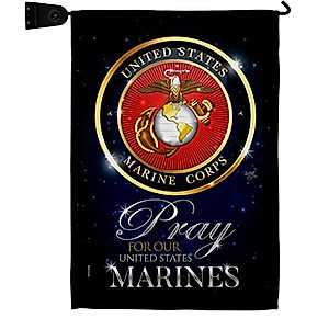 Breeze Decor Pray United Garden Flag Set Mailbox Hanger Armed Forces Marine Corps USMC Semper Fi State American Military Veteran Retire Official House Yard Gift Double-Sided, Made in USA