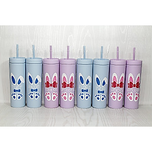 Personalized Easter Gift for Girls - Little Girl Easter Tumbler - Easter Basket Cup with Bunny - Toddler Girl Easter Tumbler-Boy Easter Gift (Purple)