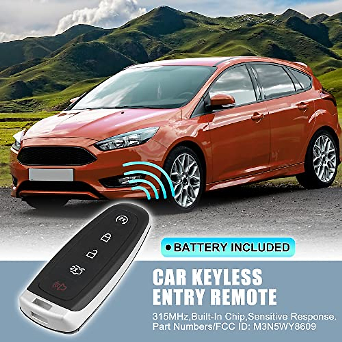 X AUTOHAUX 315MHz M3N5WY8609 Replacement Smart Proximity Keyless Entry Remote Key Fob for Ford Edge Explorer 2011-2015 for Lincoln MKS MKT MKX Navigator 5 Buttons with Door Key
