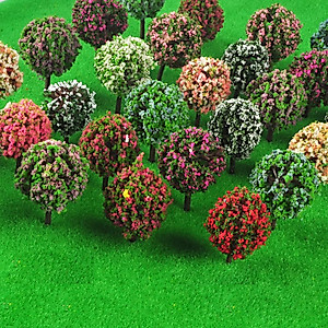 NW 30pcs Mini Colorful 1.41inch Model Trees Model Train Scenery Architecture Trees Model Scenery with No Stands