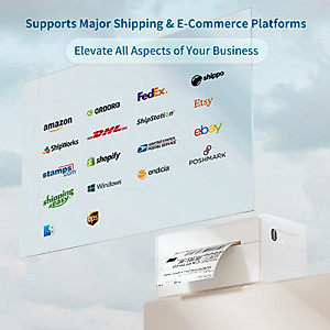 JADENS Bluetooth Thermal Label Printer -Wireless Shipping Label Printer for Small Businesses & Package, USPS, Etsy, Amazon, Compatible with iPhone, Windows, Android, 4x6, Label Maker, White