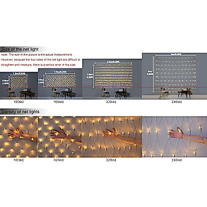 gresonic Net Mesh Lights,320 LEDs 8.2ft x 5.9ft Waterproof String Lights for Christmas Trees,Bushes,Holiday,Party,Outdoor Garden,Wedding Decorations(Warm White)