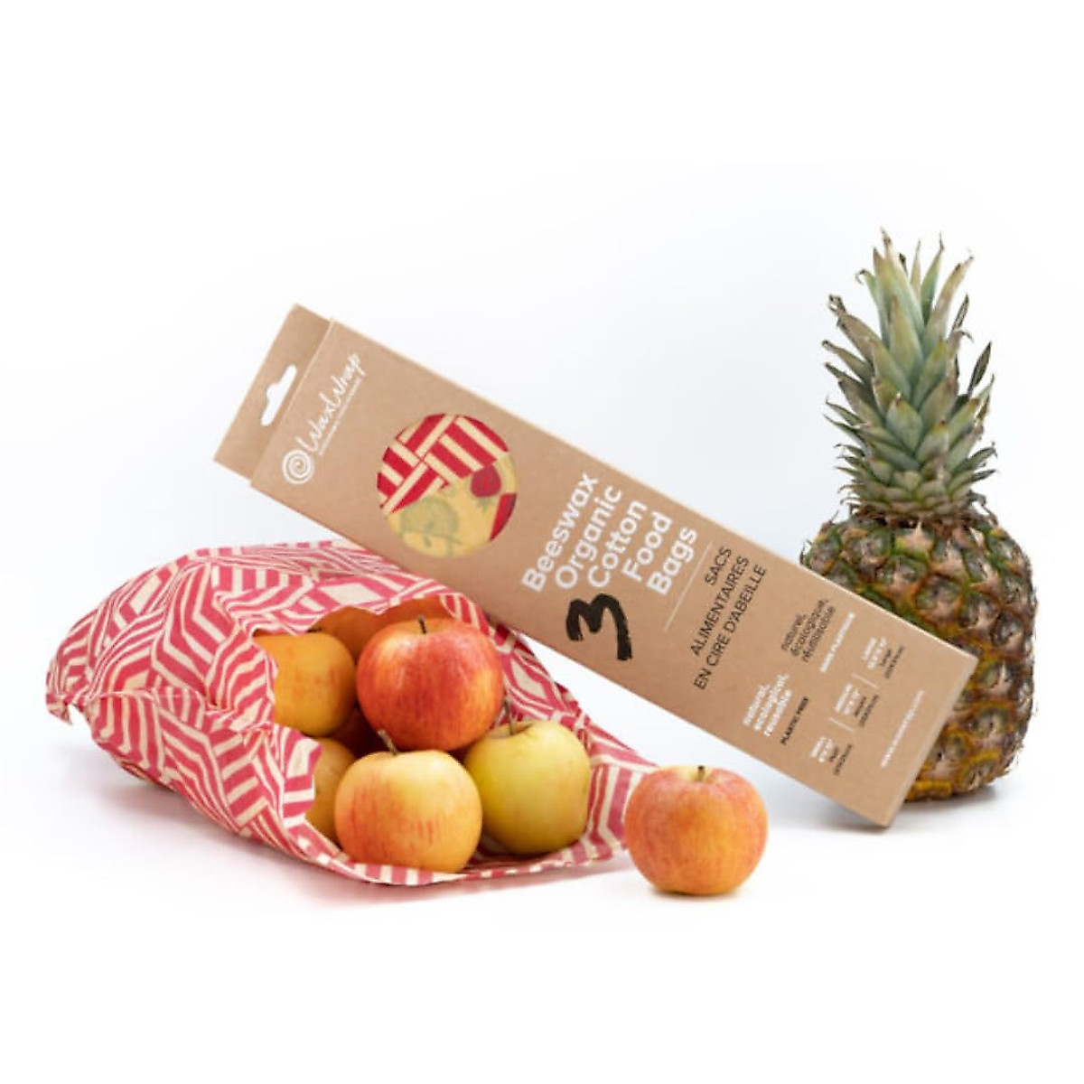 WaxWrap Beeswax Wraps For Food, Organic Cotton Food Bags - Sustainable Plastic Bag Alternative, Reusable Snack Bags, Bees Wax Wraps Reusable Food Storage - Assorted 3 Pack (S, M, L)