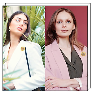 Sunflower brooch pins for women color crystal rhinestones retro handmade elegant sun flower brooches pins