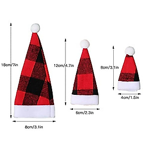 Santa Hat Silverware Holders - Plaid Christmas Santa Hats Silverware Holders - Christmas Silverware Holder Pockets Mini Santa Hats for Candy, Red Wine Bottle Cutlery Party Dinner Table