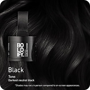 BOLDIFY Hairline Powder - Instantly Conceals Hair Loss and Thinning, Touch-Up Hair Fibers and Toppers for Women & Men, Stain-Proof 48-Hour Root Cover Up Formula (Black)