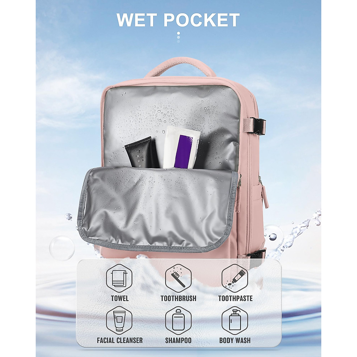 bergsalz Backpack For Women Travel Bag Weekender Lightweight Medium Backpack For Men Hiking Waterproof Gym Bag Travel Essentials Pink Canvas Bag Carry On Backpack For Sport Fan Laptop Bag