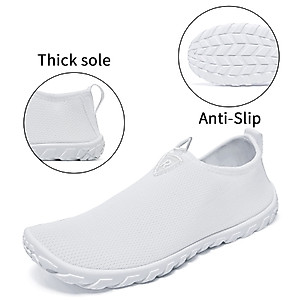 Racqua Men&Women Breathable Water Shoes Aqua Socks for Hiking Diving Surf Diving Sport Quick-Dry Pool Beach Swim Shoes White 8W/7M