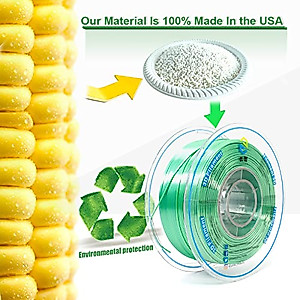 YOUSU Silk PLA Filament 1.75mm, 3D Printer Filament Coextrusion Filament Dual Color, Compatible with Most of 3D Printer, Silk Blue Green 1kg(2.2lbs).