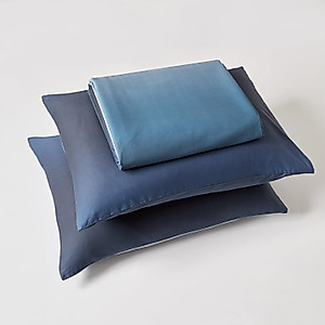 SUSYBAO Gradient Patterned Duvet Cover King 100% Cotton Sky Blue Duvet Cover 3 Pieces Set 1 Neutral Blue and White Duvet Cover with Zipper Ties 2 Pillowcases Luxury Navy Bedding Set Soft