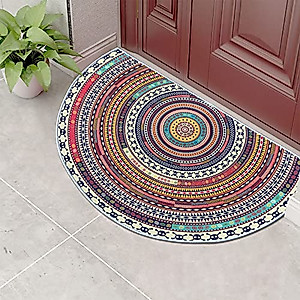 Home Half Round Door Mat Bohemian Style Indoor Welcome Doormat Outdoor Carpet Entrance Rug Living Room Bedroom Entrance Mat Bohemian Morocco Mystic Mandala Style Rugs…