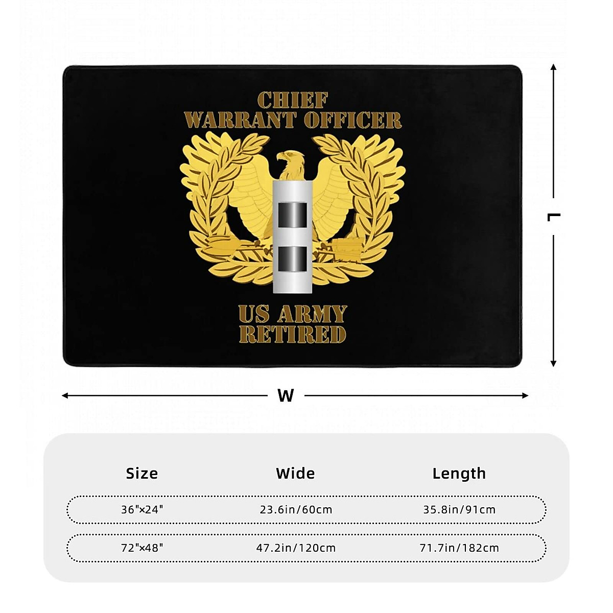 Army Retired Chief Warrant Officer Emblem Cw2 Area Rug Living Room Bedroom Kitchen Sofa Bedside Carpet Floor Mats 36"X24"