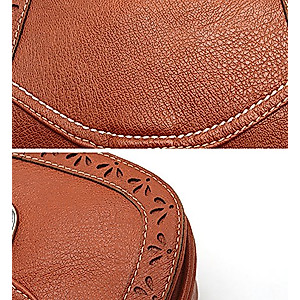 Women's PU Hollow Shoulder Bag Crossbody Bag Front Belt Messenger Bag Red