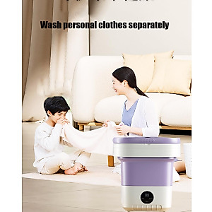 WesGen Portable Washing Machine,Foldable Touch Screen Mini Washing Machine,Small Washing Machine for Underwear,Baby Clothes or Small Items,for Apartments,Camping,(7.5 Liters),Purple (WE322)